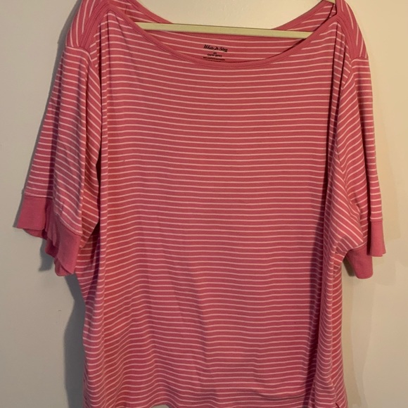 White Stag | Tops | White Stag Size 4x Womans Top Soft Pink With Narrow White Stripes0 Cotton ...
